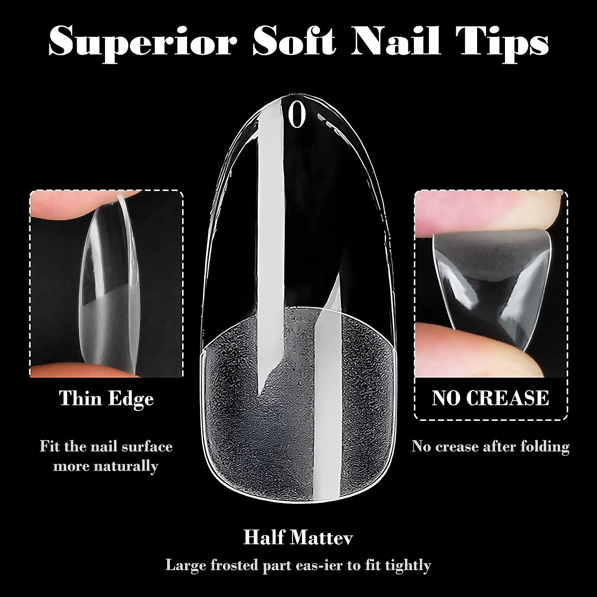 LoveOurHome 600pc Gel Nail Tips Clear Oval Almond Fake Nails Full Cover Artificial False Fingernails for Gel Manicure Extension/Acrylic Nail Design Press on Nail Making