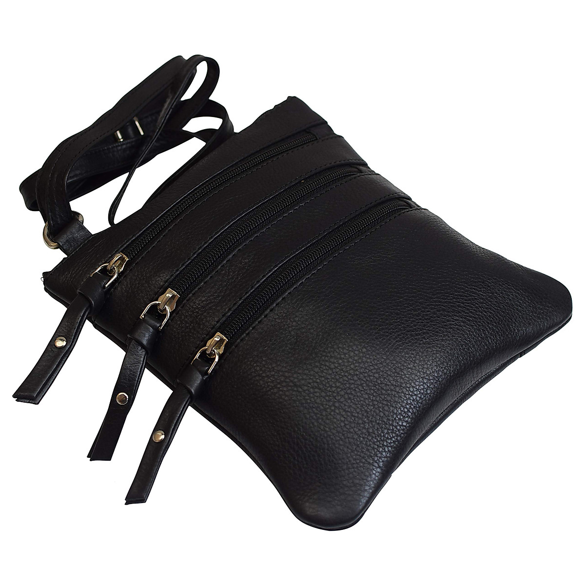 Women's Purse Crossbody Handbag Premium Genuine Leather Shoulder Bag Luxury Gift for Ladies (Black)