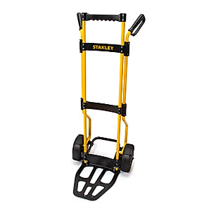 STANLEY Heavy-Duty Folding Hand Truck & Dolly, 400 lbs. (181 kgs.) Capacity, Professional Grade, Compact, Lightweight & Slim Design, Easy Storage, Steel Frame, Ergonomic 3 Handle Design (SXWT-FT591)