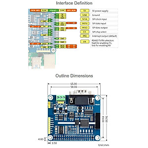 Isolated RS485 RS232 Expansion HAT Board for Raspberry Pi 4B/3B+/3B/2B/Zero/Zero 2 W/Zero 2 WH, SPI Control Onboard Protection Circuits