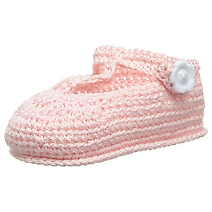 Jefferies Socks Baby-Girls Newborn T-Strap Mary Jane Crochet Bootie, Light Pink, Newborn