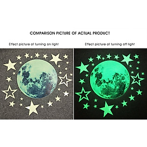 Marsway Kids Removable Moon Stars Glow in The Dark Sticker Night Luminous Room Wall Decal Stickers