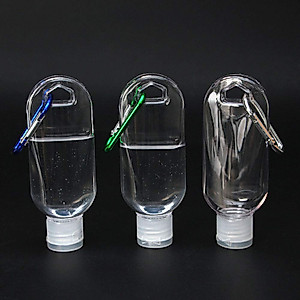 50 Pack Travel Plastic Clear Keychain Bottles,2 oz Leakproof Refillable Empty Bottles Portable Liquid Squeeze Container Flip Cap (50PC)