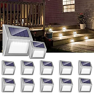 iThird Solar Step Lights, 6 LED Solar Fence Lights Waterproof Deck Step Lights Auto ON/Off Solar Powered Outdoor Lights for Decks Fences Steps Stairs Garden Backyard Patio Outside (12 Pack Daylight)