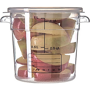 Carlisle FoodService Products 1076107 StorPlus Polycarbonate Round Container, 1 Quart Capacity, Clear (Case of 12)