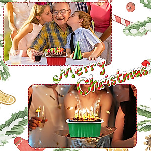 Suttmin 100 Pcs Christmas Aluminum Cups Foil Cupcake Container with Lids 5 oz Xmas Square Foil Pan Holder Mini Disposable Ramekins Cake for Xmas Party(Red, Green, Plain)