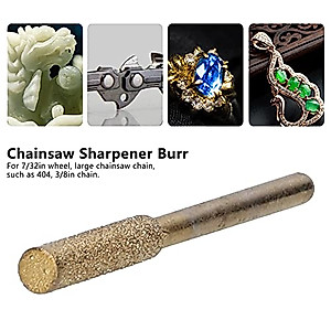 20Pcs Chainsaw Sharpening Stone, Burr Grinding Stone File, High Hardness Chainsaw Sharpener Titanium Plated Burr Stone File, Sharpening Wheels for Chain Saw Stone Jewelry(Gold-4.8mm)