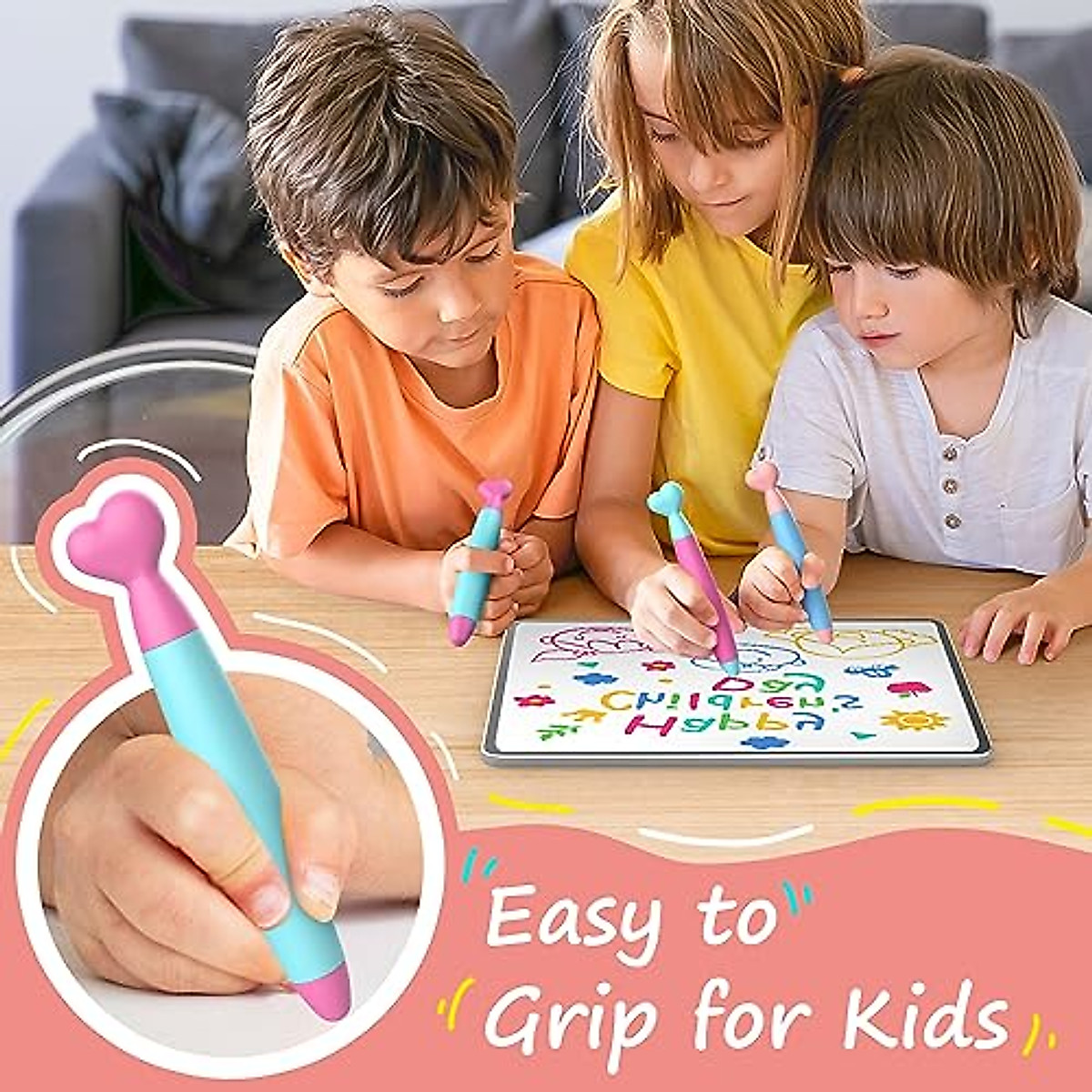 Digiroot Kids Stylus Pens for Touch Screens, 3 Pack Stylus for Kids with Durable Rubber Tips, Compatible with All Touch Screens Devices, iPad, iPhone, Kids Tablet, Samsung Galaxy Tab, Android Tablets