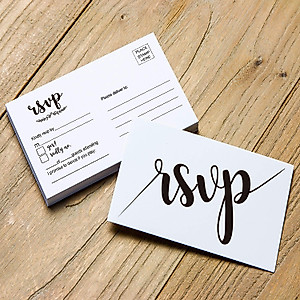 Antgiftshop 50 Pack RSVP Postcards, Blank Response Card No Envelopes Needed for Wedding, Rehearsal Dinner, Baby Shower, Bridal Shower, Birthday, Engagement, Bachelorette Party Invitations.