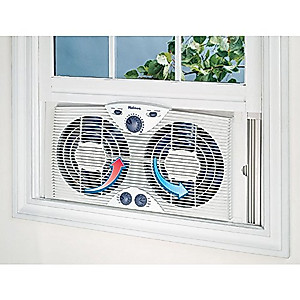 Holmes Dual 8" Blade Twin Window Fan with Manual Controls, 3 Speed Settings, White