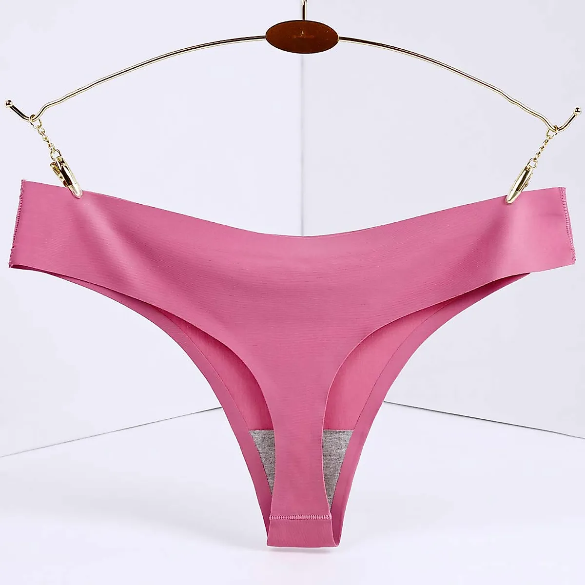 Closecret Lingerie Women 6 Pack Seamless Thongs Underwear Ice Silk Comfy G-string Panties (Medium, 6 Colors)