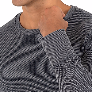 Fruit of the Loom Men's Recycled Waffle Thermal Underwear Crew Top (1 and 2 Packs), Black/Greystone Heather, Large