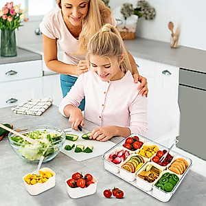 Linn'sCollection Divided Serving Tray with Lid and Handle,Snack Box Container with Cutlery Storage, Fruit Tray,Portable Snack Tray Organizer,Portable Snack Box Container, 8 Compartment Snack Container