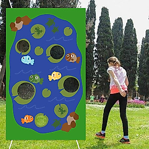 Gone Fishing Toss Games Banner Backdrop Background Fisherman Fisher Fish Theme Favors Supplies Decor for Indoor Outdoor Boys Girls Birthday Party Baby Shower Decorations Photo Booth Props Photography