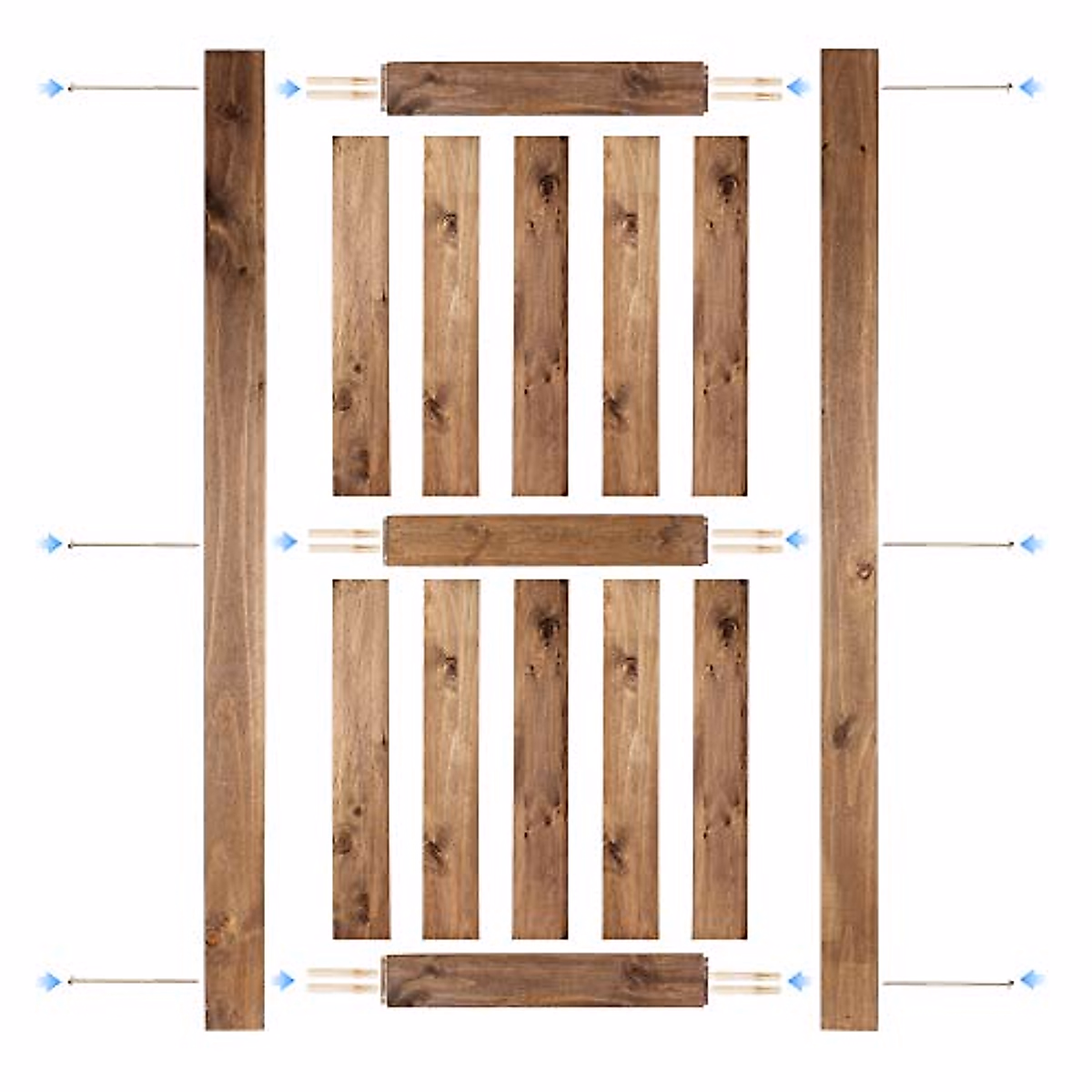 BELLEZE 36 Inch DIY Sliding Interior Barn Door, Modern Rustic Custom Farmhouse Unfinished Pine Wood for Kitchen Pantry Bedroom Living Room Closet - Brown