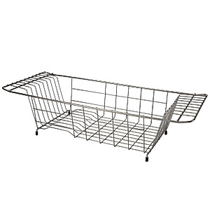 Kitchen Details Sink Dish Drainer Drying Rack | Dimensions: 19.88" x 8.07" x 4.92" | Space Saving | Fits Over Most Sinks | Durable | Onyx