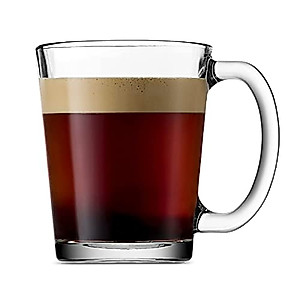 Godinger Coffee Mugs, Italian Made Glass Coffee Mug, Hot Beverage Tea Cups, Glass Cups, Drinking Glasses - 10oz, Set of 4