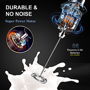 Milk Frother Electric Mixer Coffee - Battery Operated Whisk Handheld Drink Stirrer Mixing Wand - Mini Coffee Foam Blender with Stand for Matcha, Latte, Cappuccino, Frappe, Chocolate