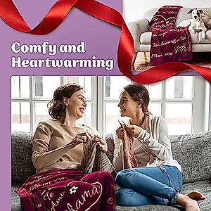 Regalos para Mama, Blanket for Mom Gifts, Mom Birthday Gifts from Daughter, I Love You Mother Daughter Gift Ideas, Present for Mom Blanket, Best Mother in Law, Throw Blanket 65" × 50" (Merlot Red)