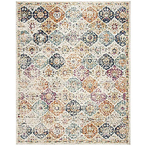 SAFAVIEH Madison Collection Area Rug - 9' x 12', Cream & Multi, Boho Chic Distressed Design, Non-Shedding & Easy Care, Ideal for High Traffic Areas in Living Room, Bedroom (MAD611B)