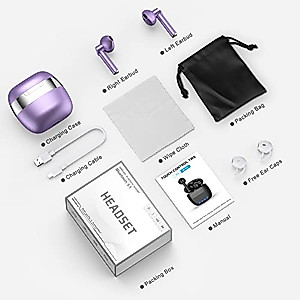 Wireless Earbuds, Bluetooth 5.2 IPX6 Waterproof 30H Playtime True Wireless Stereo Headphones for iPhone Android with Charging Case in-Ear Earphones Headset Mic Hi-Fi Sound Deep Bass Sport/Travel/Gym