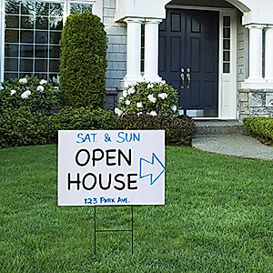 6-Pack Corrugated Plastic Yard Signs with Stakes 17x12 for Outdoor, Garage Sale Supplies, Estate Sale, Open House Poster Board, Birthday, Moving, Lawn, 4mm Thick, White Blank Surface Sheets