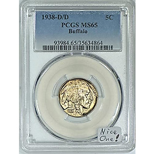 1938 D Buffalo D/D Nickel MS-65 PCGS