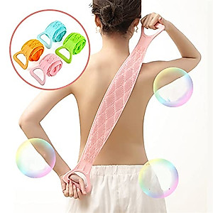 INGVY Dry Brushing Body Brush Silicone Bath Towel, Bath Brush, Long Strip Massage, Back rubbing, rubbing mud, Bath with a Bath Artifact (Color : Blue)