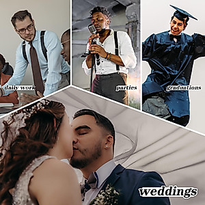 ULEEMARK Black Suspenders for Women Adjustable Buckle with Strong Clip Black Bow Tie,Elastic Y Shape Black Suspenders Men for Wedding