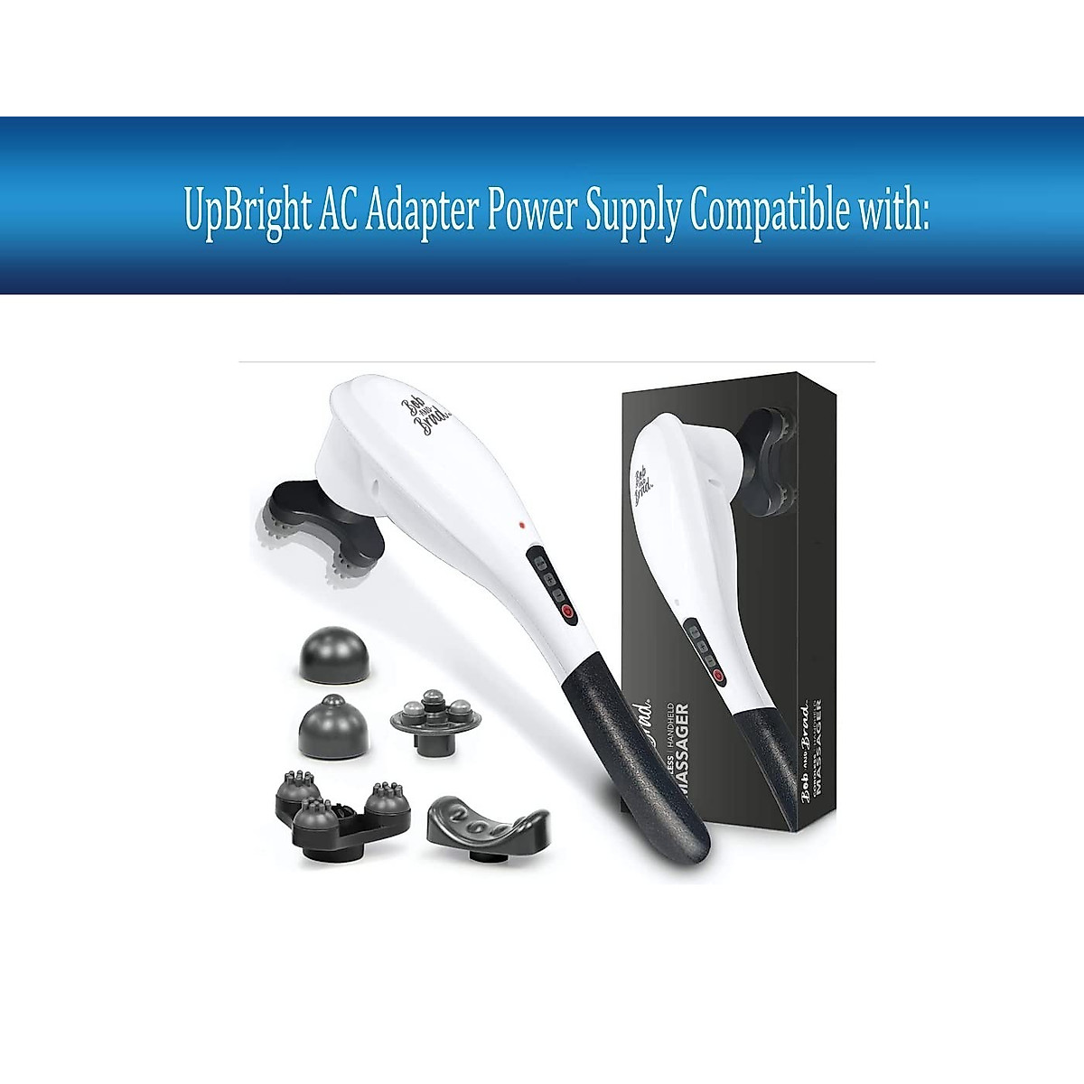 UpBright 9V AC/DC Adapter Compatible with BOB AND BRAD Handheld Deep Tissue Cordless Massager Muscle Massage Gun Rechargeable 7.4V 1800mA Lithium-ion Battery DC9V 1A 9W Power Supply Cord Cable Charger