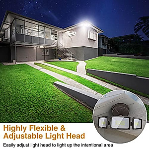 Onforu 55W LED Security Light, 5500LM Super Bright Outdoor Flood Light Fixture with 3 Adjustable Heads, IP65 Waterproof, 6500K White Wall Mount Exterior Security Light for Eave, Yard, Garden, Porch