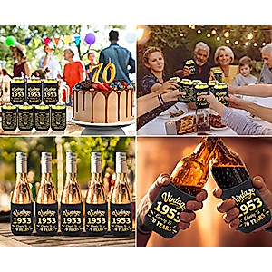 BdayPtion 70th Birthday Decorations for Men Women, 70th Party Decorations, 70 Year Old Bday Party Supplies, Seventy Birthday Present, Black and Gold Pack of 12 Can Cooler Sleeves