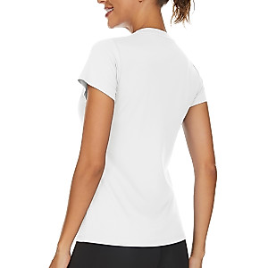 TACVASEN Women's UV Protection Shirts Athletic Sun Shirts UPF 50+ Workout Shirts Short Sleeve White T Shirts for Women
