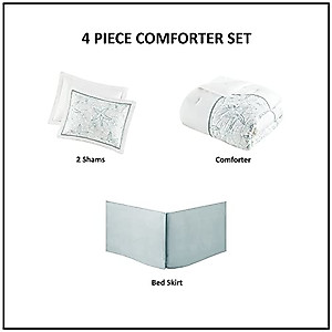 Harbor House Cotton Comforter Set - Coastal Oceanic Sealife Design, All Season Down Alternative Bedding with Matching Shams, Bedskirt, Maya Bay, Seafoam Blue King(108"x96") 4 Piece