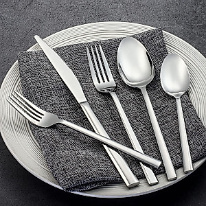 20-Piece Silverware Set Stainless Steel Flatware Set, Mirror Polished Eating Utensils Set for 4, Include Fork Spoon Knife, Dishwasher Safe(silver)