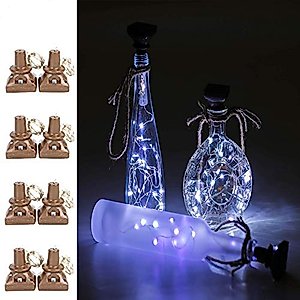 ZNYCYE Upgraded 8 Pack Solar Powered Wine Bottle Lights 20 LED Solar Fairy String Lights for Wedding Christmas Outdoor Holiday Garden Patio Pathway Decor (Cool White)