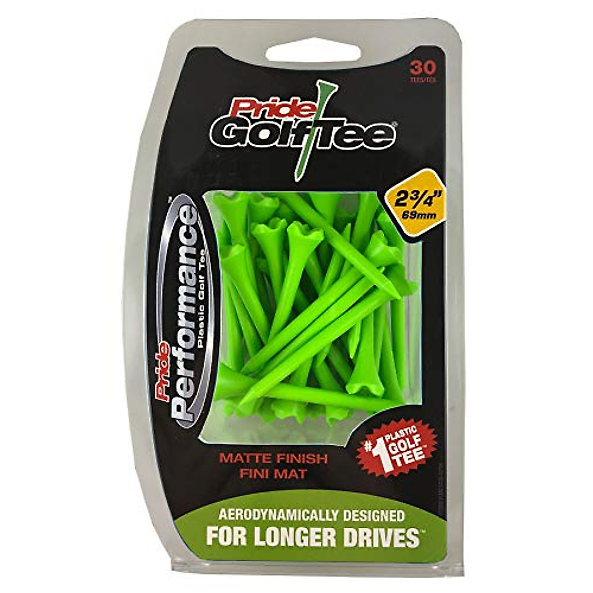 Pride Performance 2-3/4" Matte Finish Golf Tees, Green 30 count