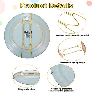36 Pieces Plate Hangers 6/8/10 Inch Wall Plate Holder Stainless Steel Platter Wall Hanger Invisible Decorative Wire Plate Hangers Holders with 36 Pcs Wall Hooks 144 Pcs Tip Protectors for Antique Art