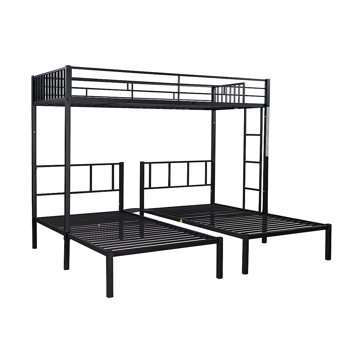 Harper & Bright Designs Twin Over Twin Bunk Beds for 3, Metal Triple Bunk Bed with Guardrails for Kids, Teens, Boys, Girls (Black)