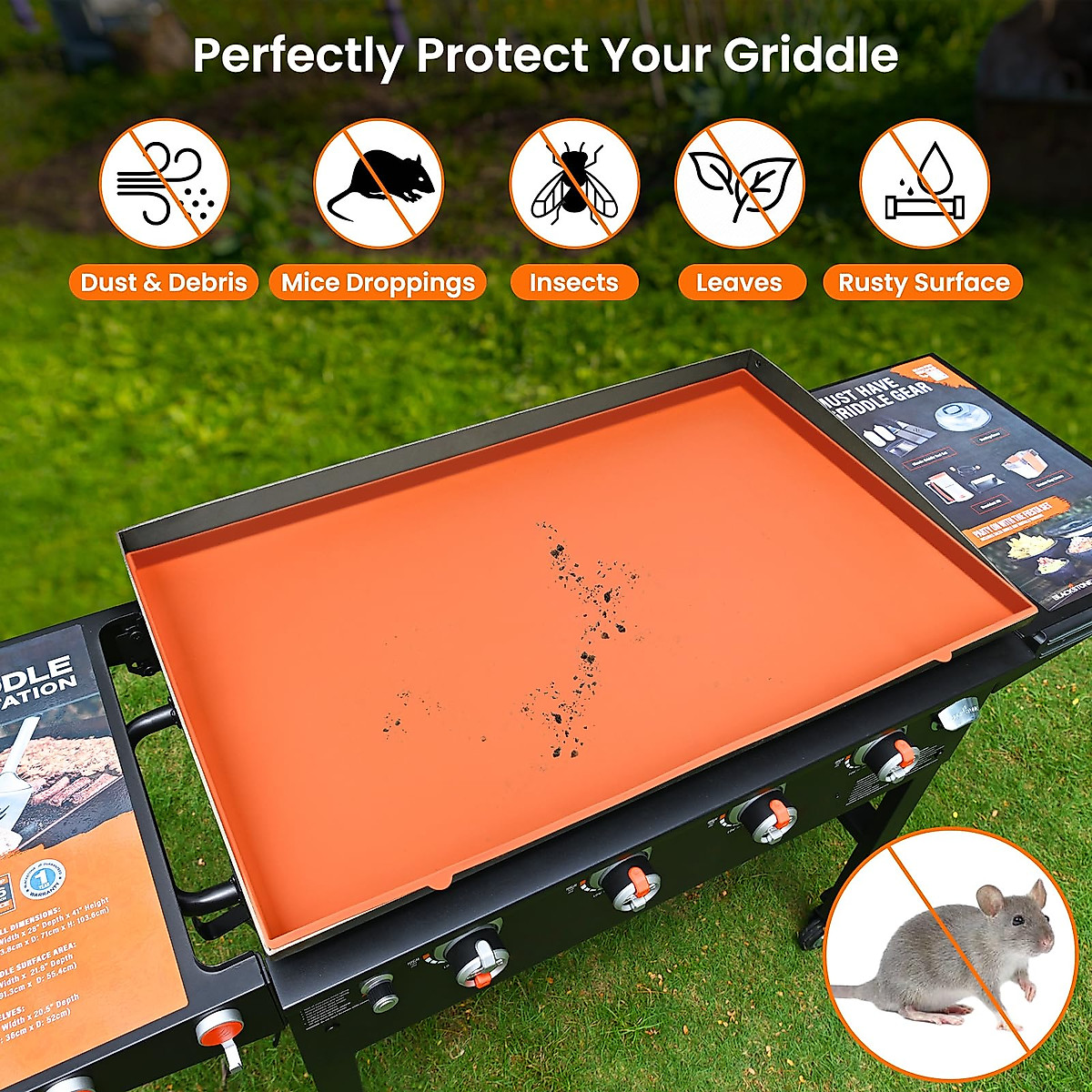 Blackstone Silicone Griddle Mat for Blackstone 36 Inch Griddle, Heavy Duty Food Grade Silicone Griddle Top Cover, Upgraded Reusable Griddle Mat Full Fit Protect Outdoor from Insects Rust Debris