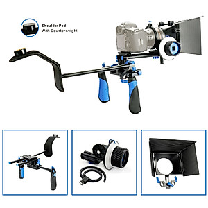Morros Professional DSLR Rig with Follow Focus and Matte Box for All DSLR Cameras and Video Camcorders