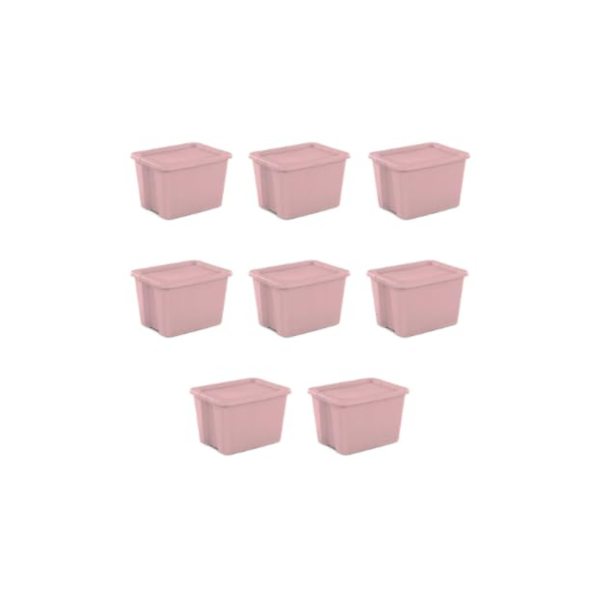 Generic 18 Gallon Tote Box Plastic, Set of 8 Stackable Totes Colors In Pink, Purple, or Fuchsia Burst (Pink)