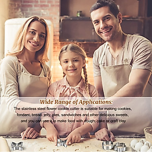 17 Pcs Flowers Cookie Cutter Set and Butterfly Biscuit Fondant Cutters Daisy Cherry Blossoms Tulip Sawtooth Circle Clover Plum Blossoms Butterfly Cookie Cutters Stainless Steel Spring Cookie Cutters