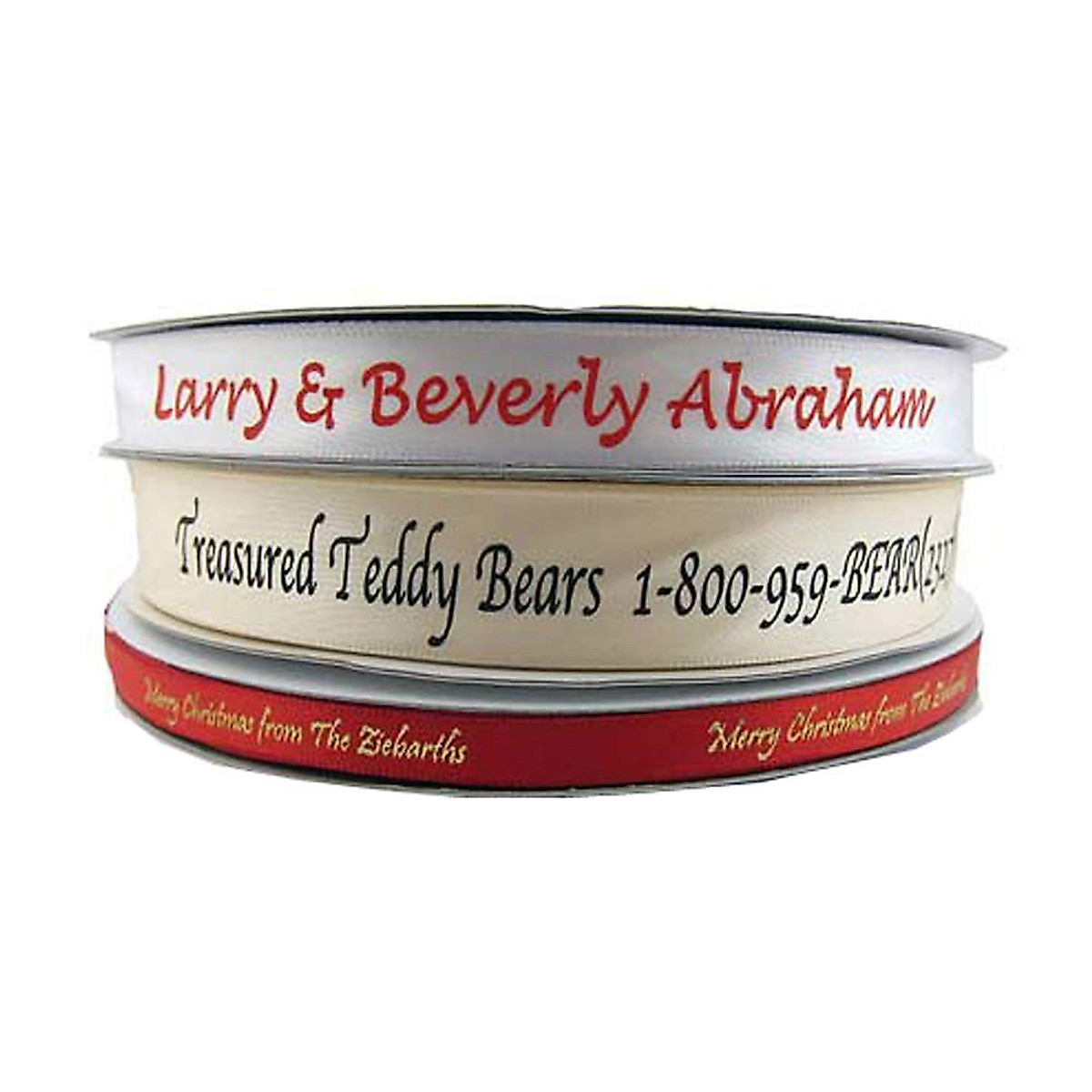 Satin Personalized Ribbon Wedding Favor Custom Printed Communion Baptism Christening Sweet 16 15 Baby Shower Bar Bat Mitzvah Bridal Quinceanera 1 1/2" - 150 Feet