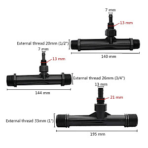 jweemax Irrigation Fertilizer Injectors, 1/2", 3/4", 1" Male Thread Agriculture Irrigation Automatic Fertilizer emitter