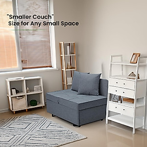 BUPPLEE 4-1 Convertible Sleeper Chair Bed, Sleeping Chairs for Adults, Sleeper Sofa Bed with 2 Pillows & Adjustable Backrest for Small Loft Apartment Office Living Room,Dark Gray