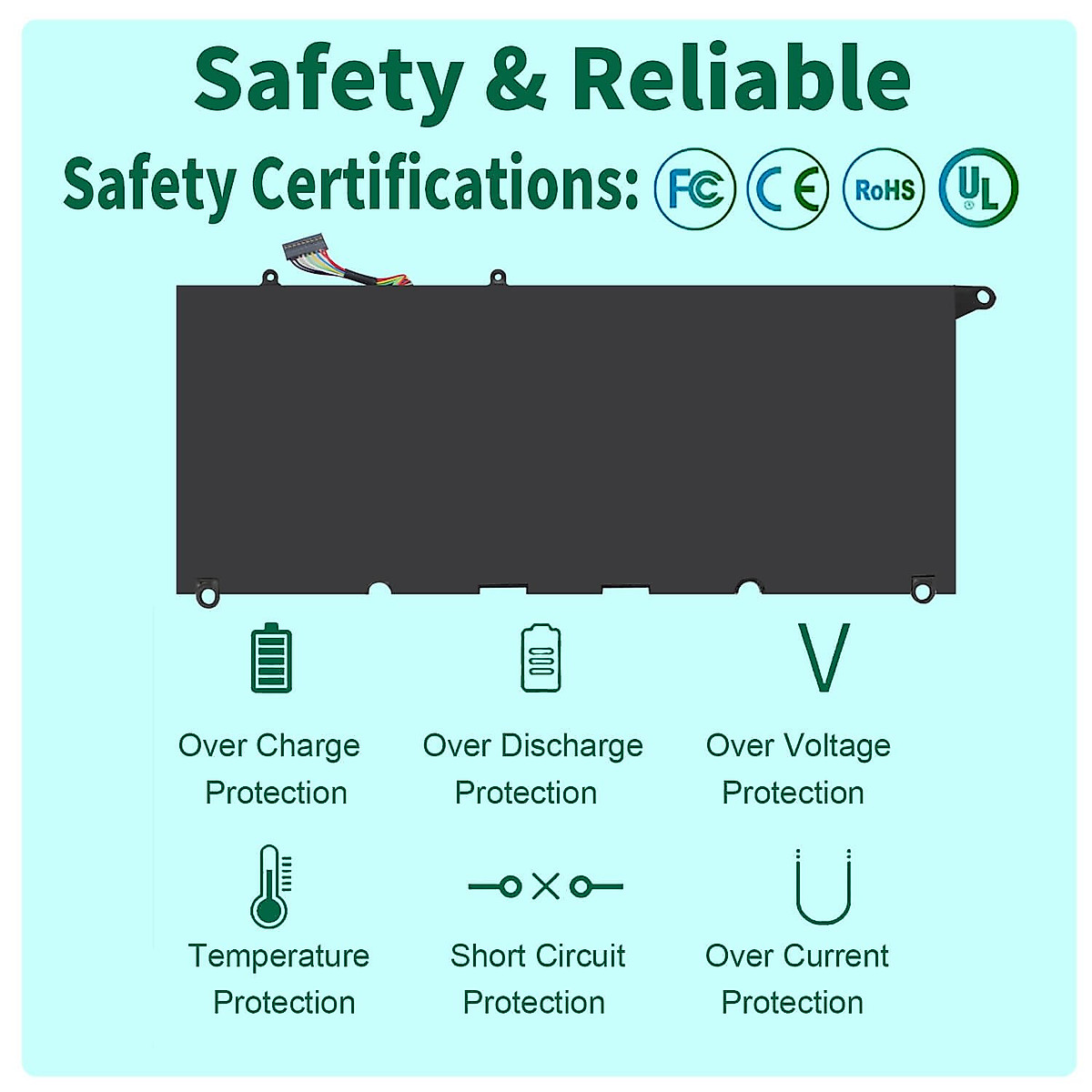 DMKAOLLK XPS 13 9350 9343 JD25G 90V7W Battery for Dell XPS13 XPS 13 9343 9350 P54G JHXPY JHXPY53 5K9CP 05K9CP 090V7W XPS13D-9343-1708 13D-9343-3708 13-9350-D1508G 13-9350-350 13-9350-D1608 13-9350