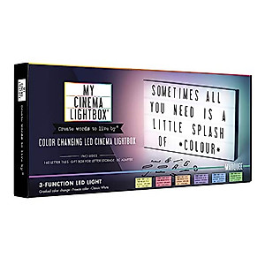My Cinema Lightbox - XXL Cinema Light Box, 24" x 12" - 3 Modi Light Up Letter Board with 160 Letters, Numbers, Sign - White LED Light, RGB Color Change and Color Freeze Mode
