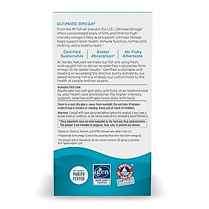 Nordic Naturals Ultimate Omega, Lemon Flavor - 60 Soft Gels - 1280 mg Omega-3 - High-Potency Omega-3 Fish Oil Supplement with EPA & DHA - Promotes Brain & Heart Health - Non-GMO - 30 Servings