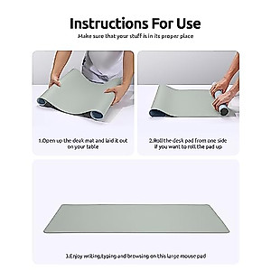 YSAGi Leather Desk Pad Protector, Office Desk Mat, Large Mouse Pad, Non-Slip PU Leather Desk Blotter, Laptop Desk Pad, Waterproof Desk Writing Pad for Office and Home (23.6" x 13.8", Grayish Green)